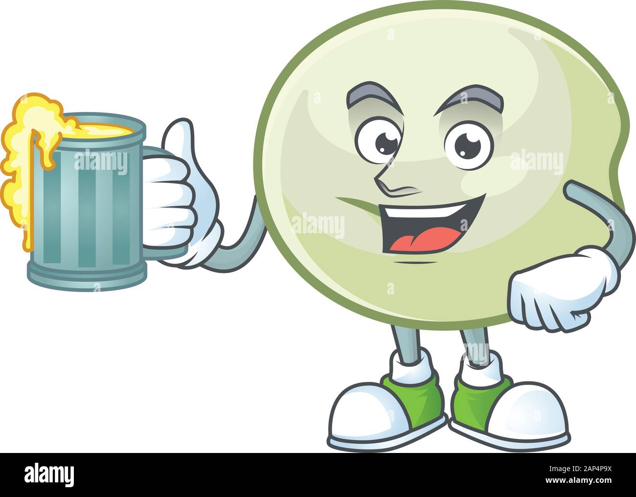 Happy green hoppang mascot design with a big glass Stock Vector Image ...