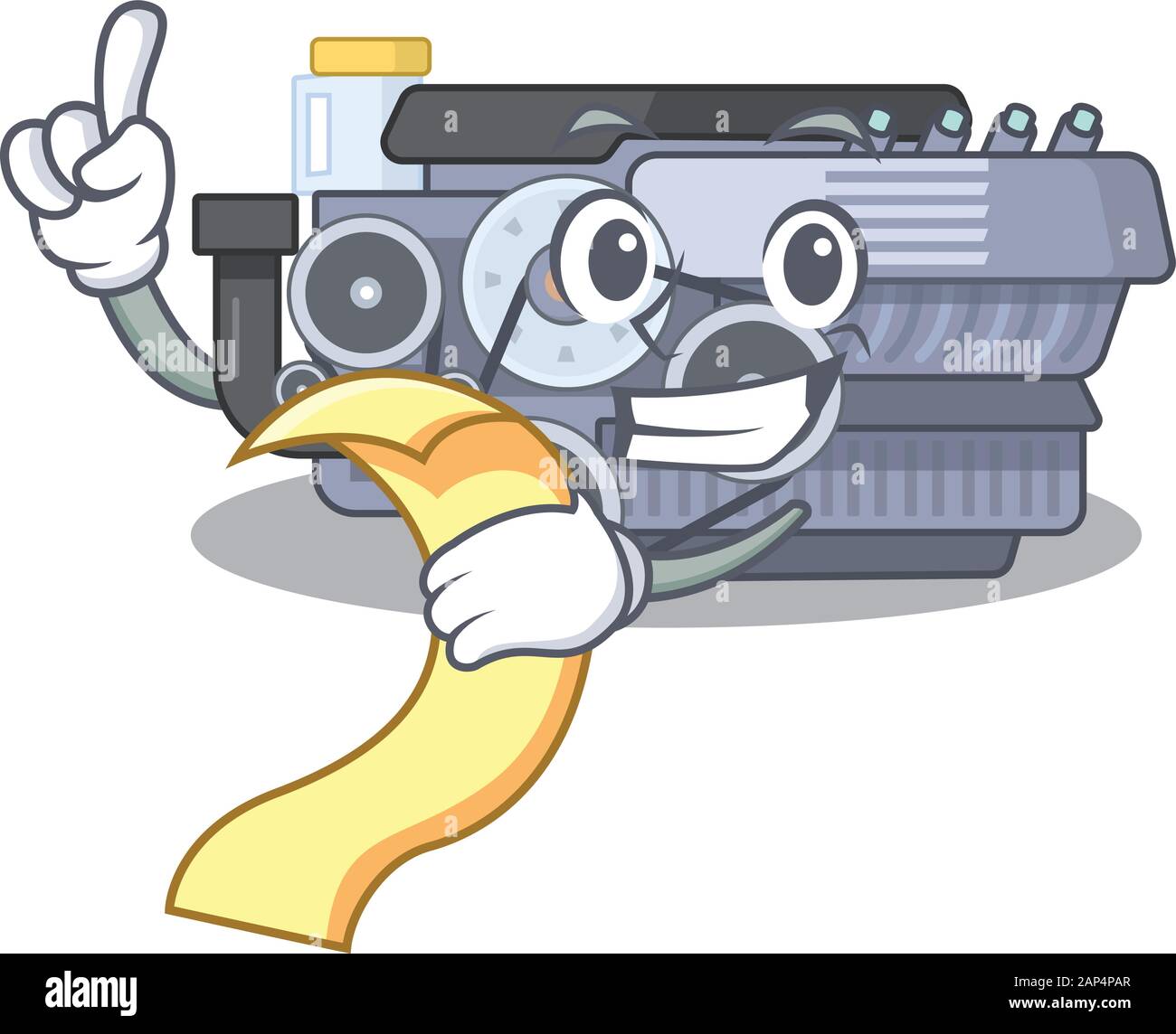 A funny cartoon character of combustion engine with a menu Stock Vector ...