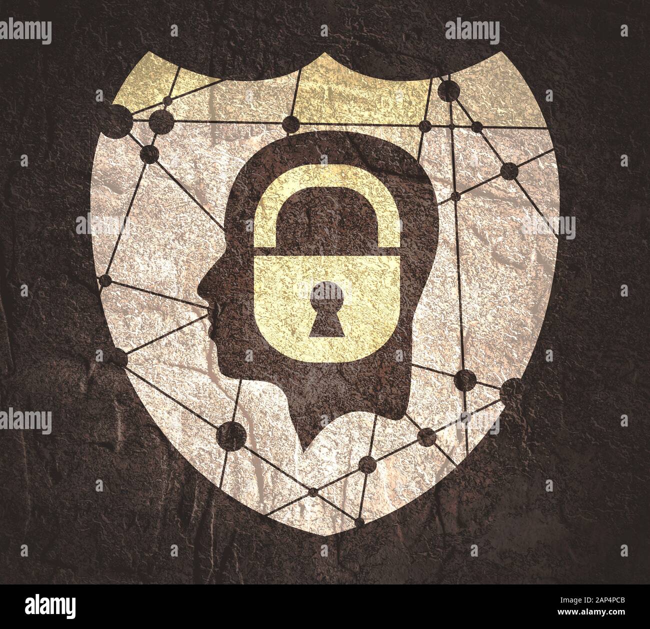 Cyber security concept. Shield with lock symbol. Design for ...