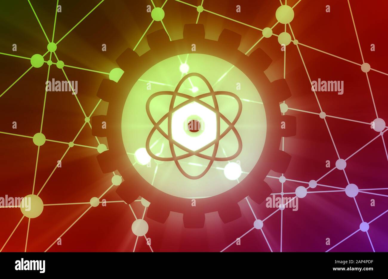 Pictograph of atom in the center of gear. Molecule And Communication ...