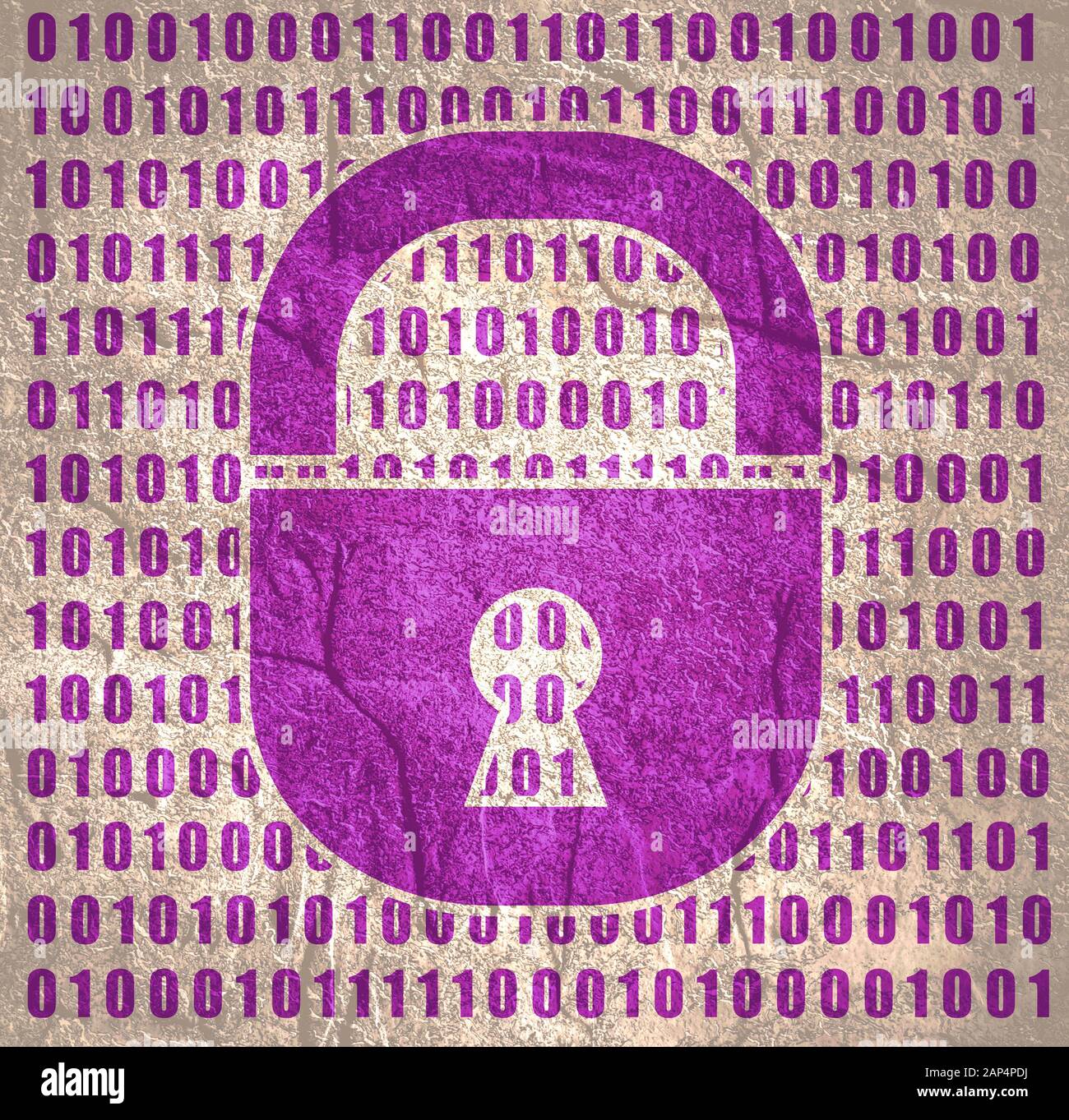 Binary Code Background With Lock Icon Algorithm Binary Data Code Decryption And Encoding Row