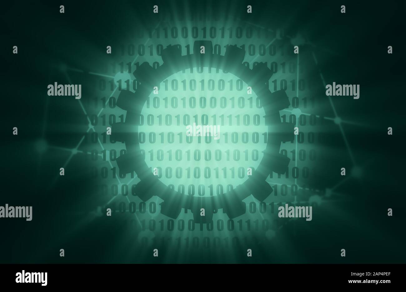 Binary Code Background With Digits On Screen Algorithm Binary Data Code Decryption And