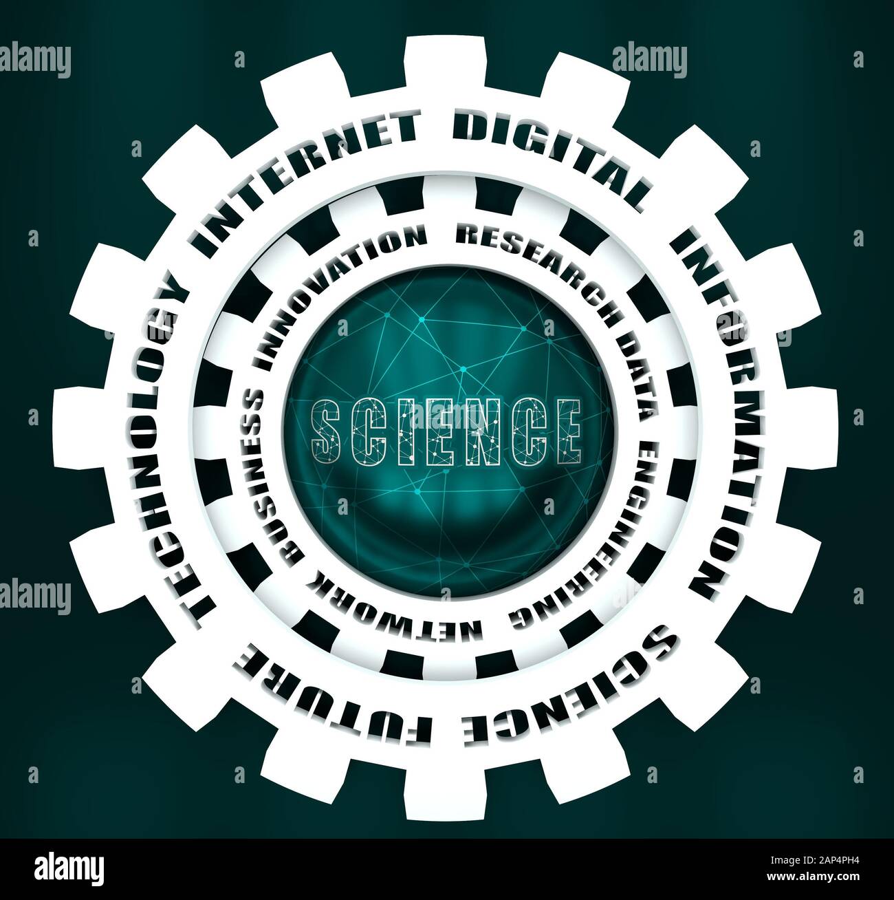 Technology relative words on the mechanism of gears. Concept in ...