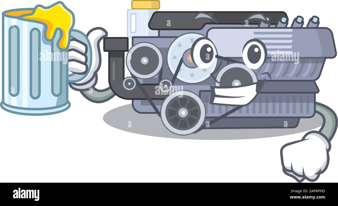 Happy combustion engine mascot design with a big glass Stock Vector ...