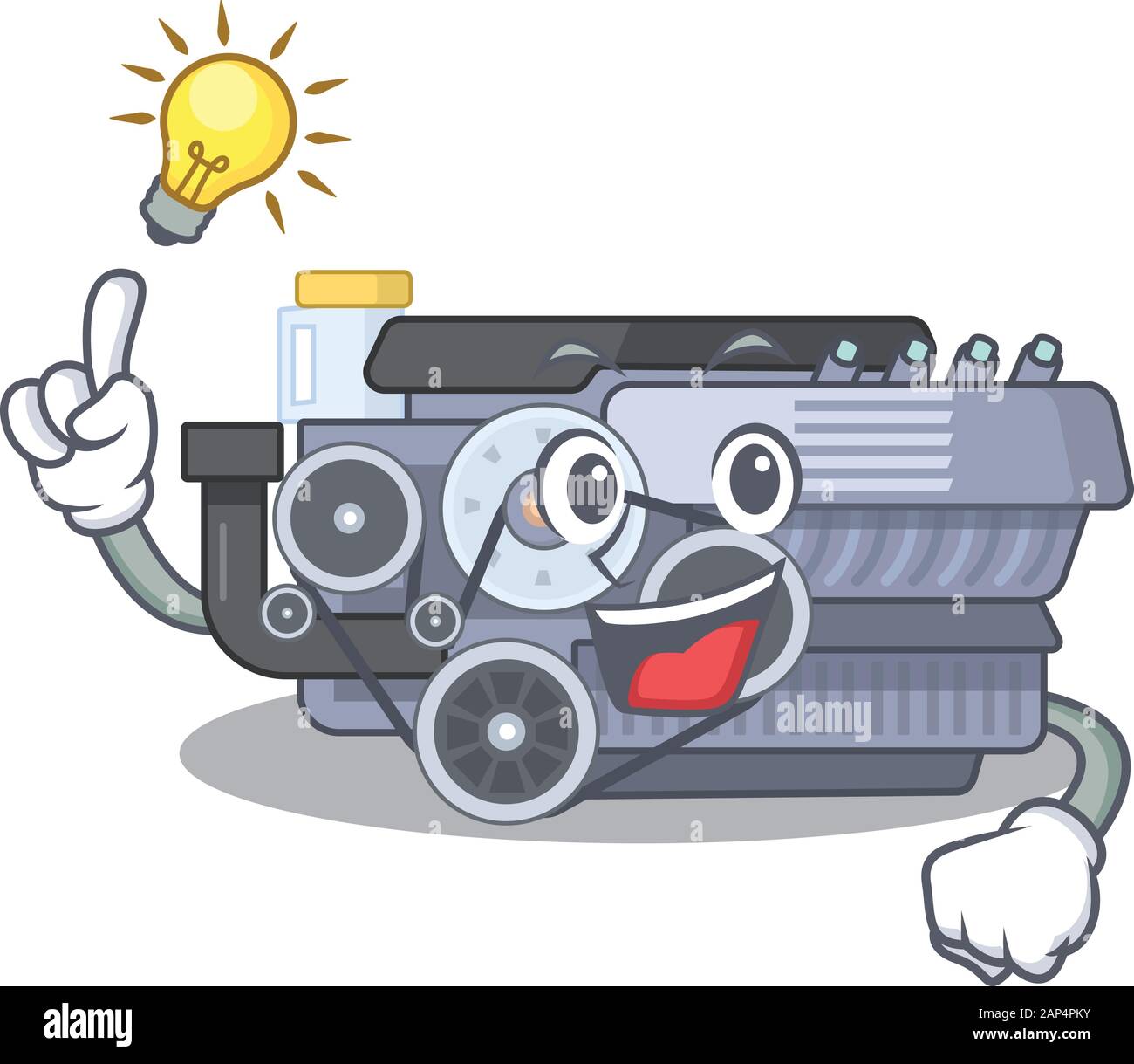 Have an idea gesture of combustion engine cartoon character design ...