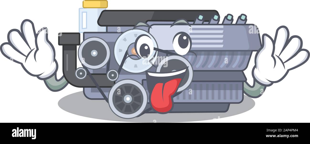 Combustion engine Cartoon character style with a crazy face Stock ...