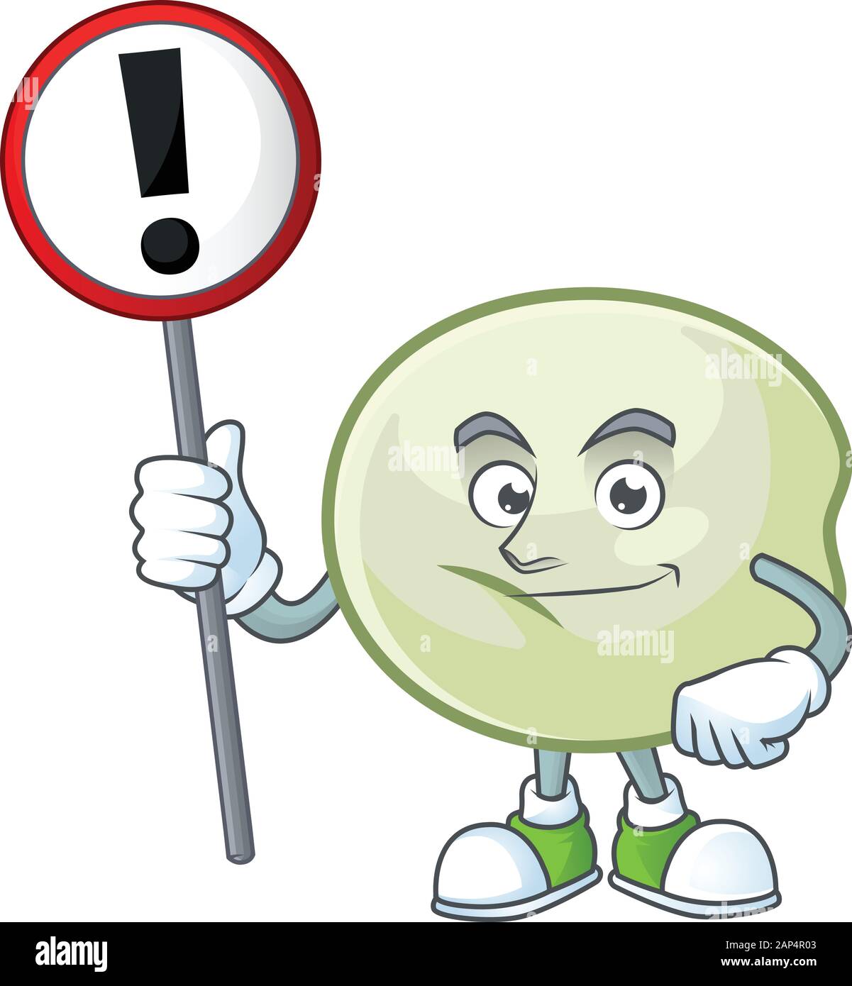 A picture of Cartoon mascot of green hoppang rise up a broad Stock ...