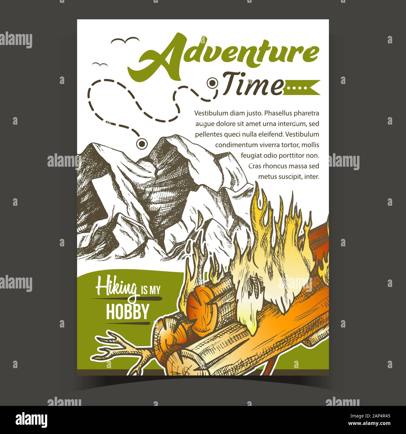 Adventure Time Mountain Advertising Banner Vector Stock Vector Image ...