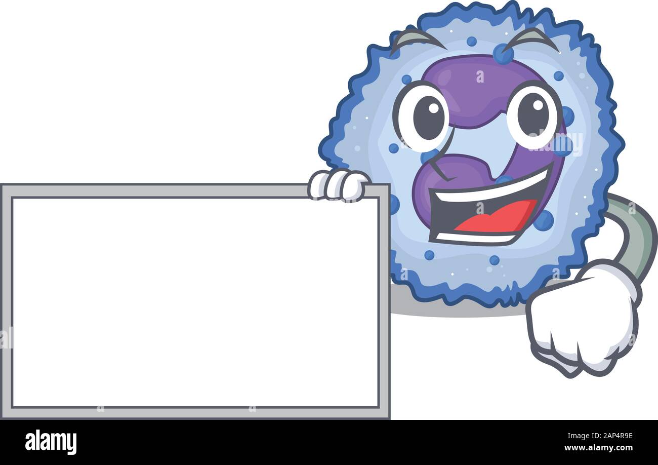 Funny basophil cell cartoon character design style with board Stock ...