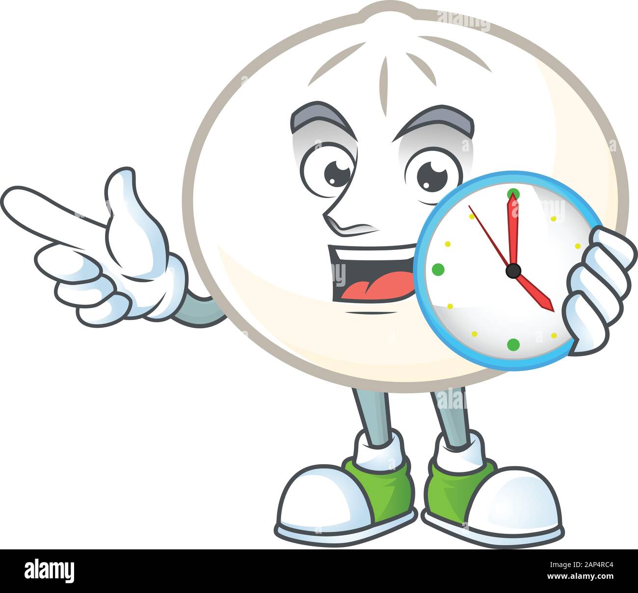 cartoon character style white hoppang having clock Stock Vector Image ...