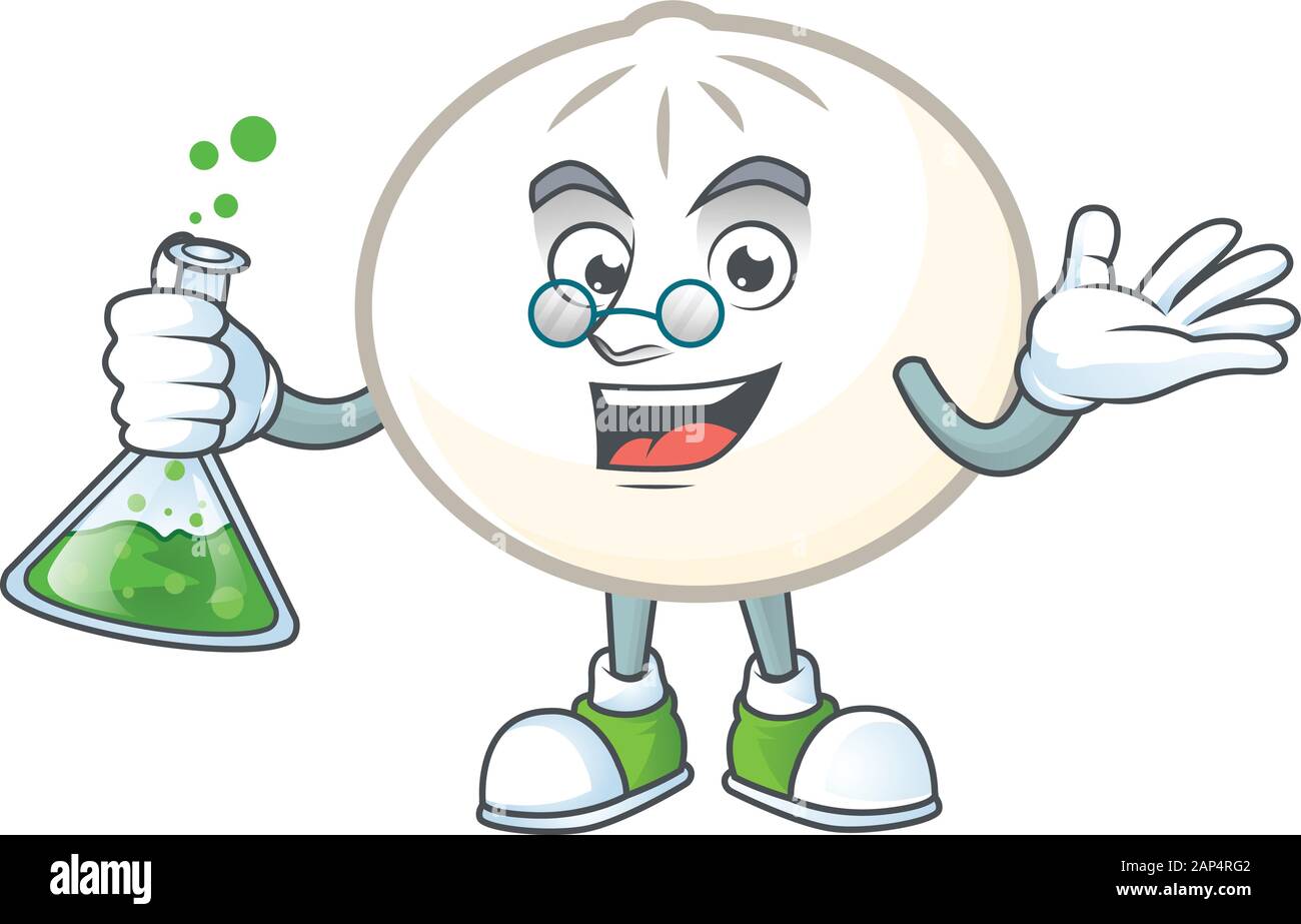 Smart Professor white hoppang cartoon character with glass tube Stock ...