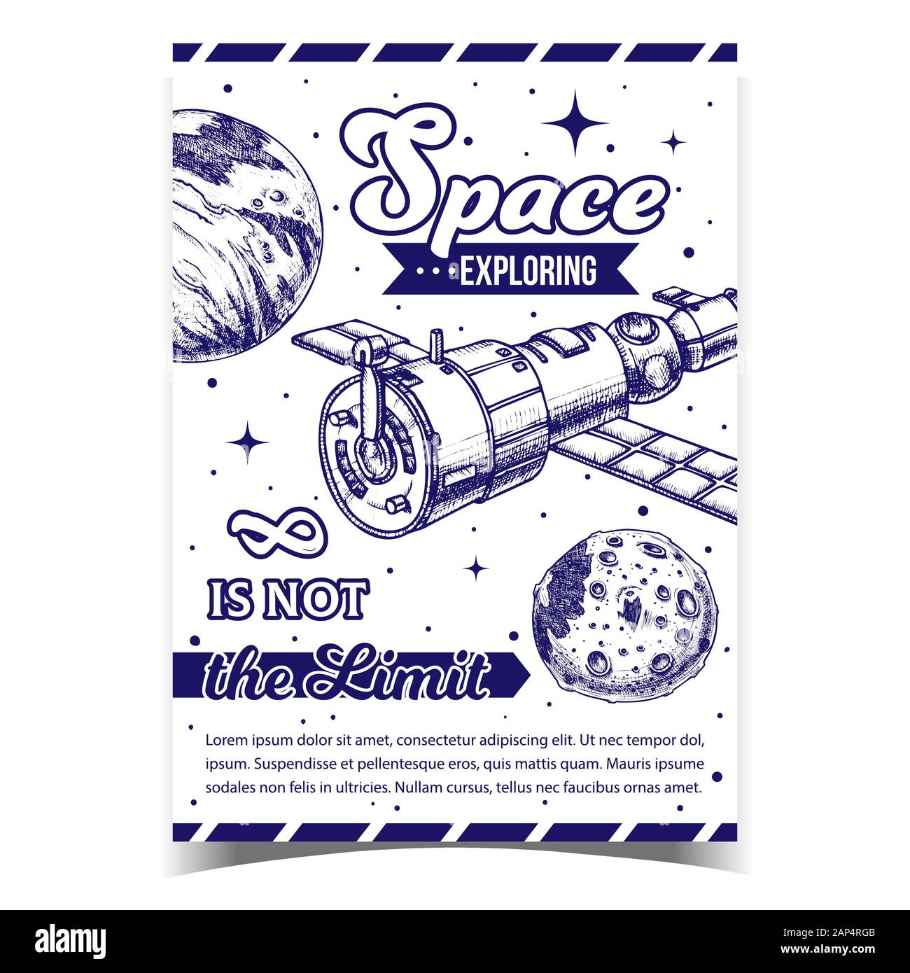 Space Exploring Satellite Advertise Poster Vector Stock Vector Image ...