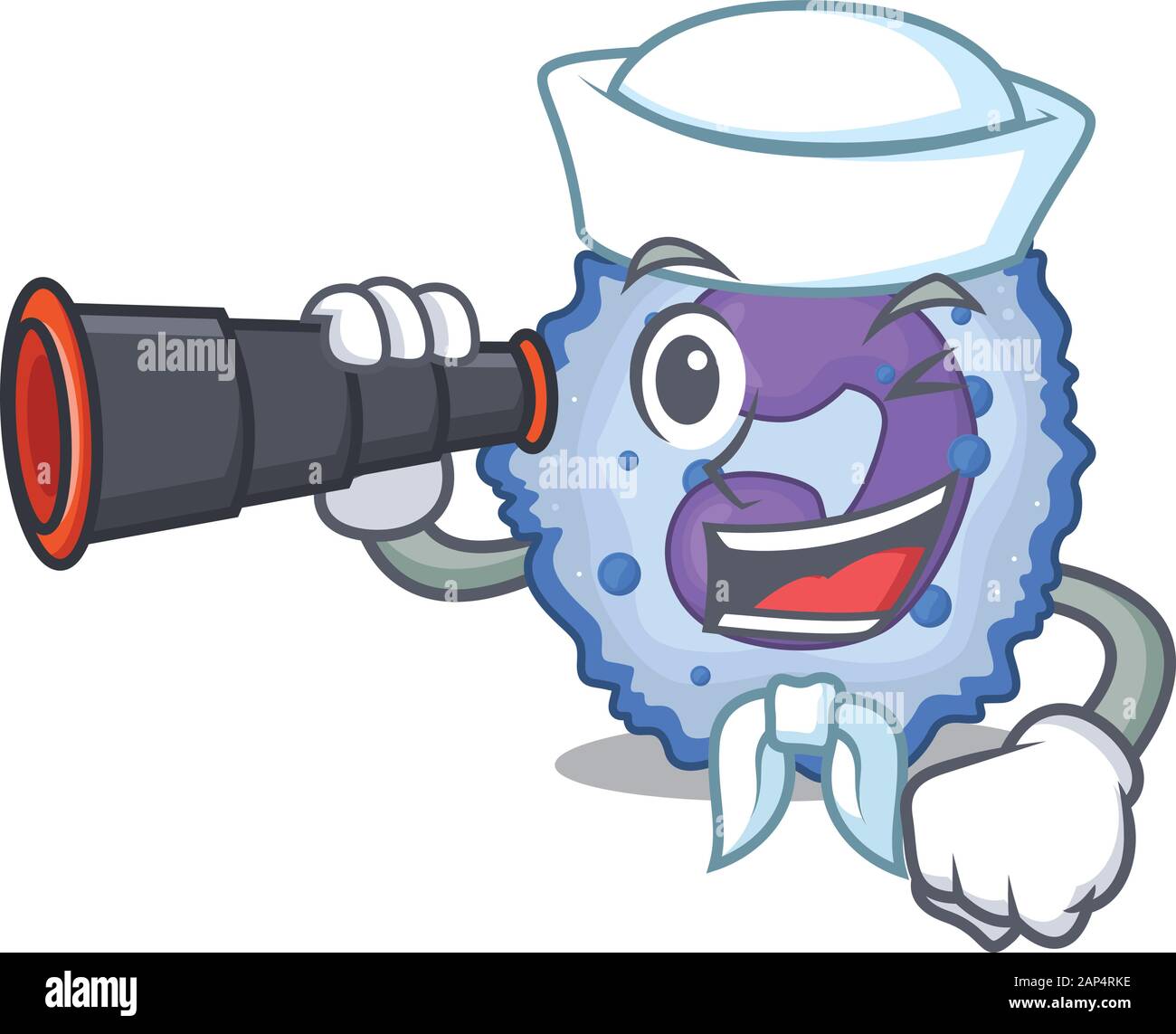 Basophil cell cartoon happy Sailor style with binocular Stock Vector ...