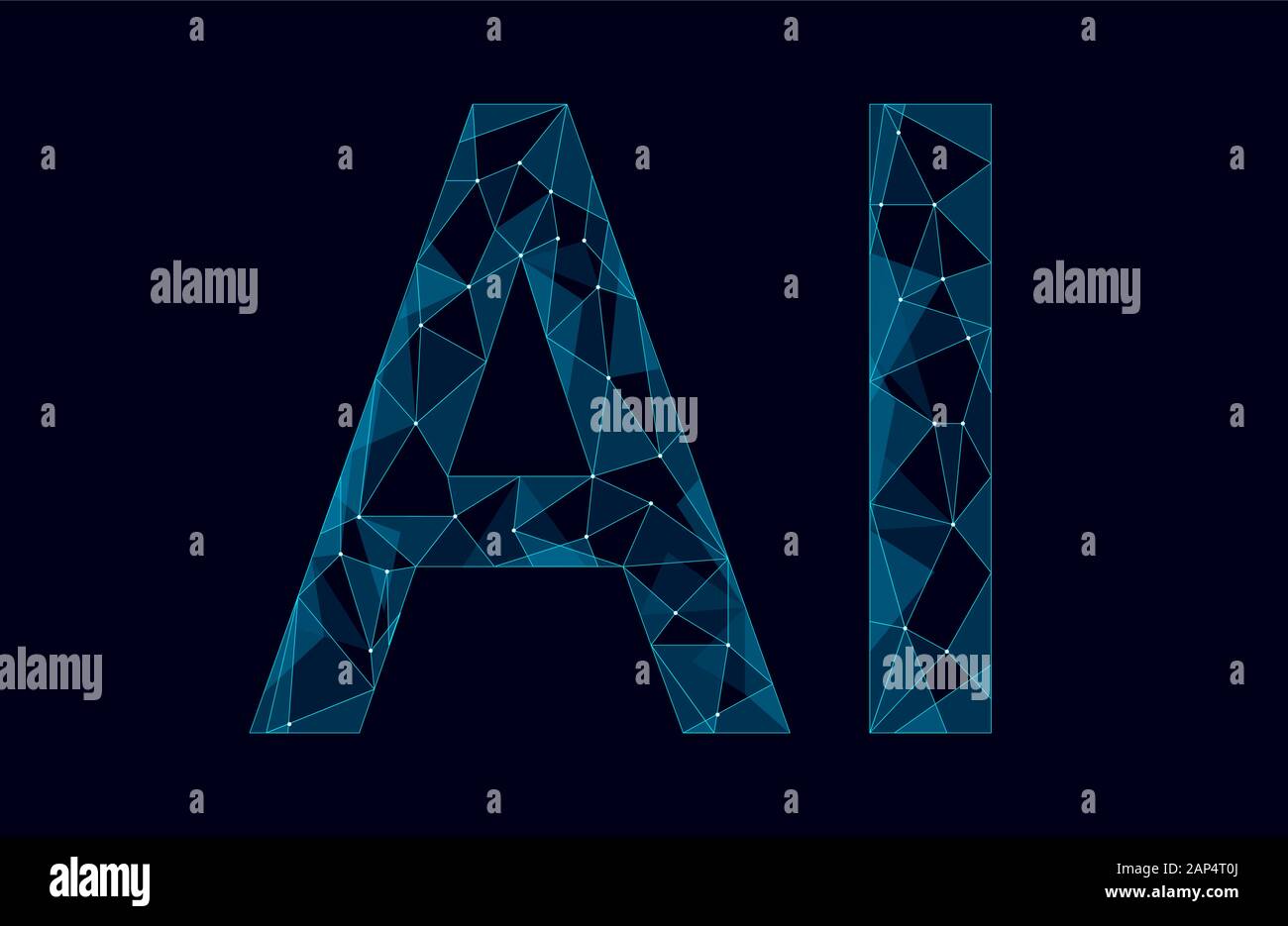 AI artificial intelligence letters 3D. Virtual assistant app geometric ...