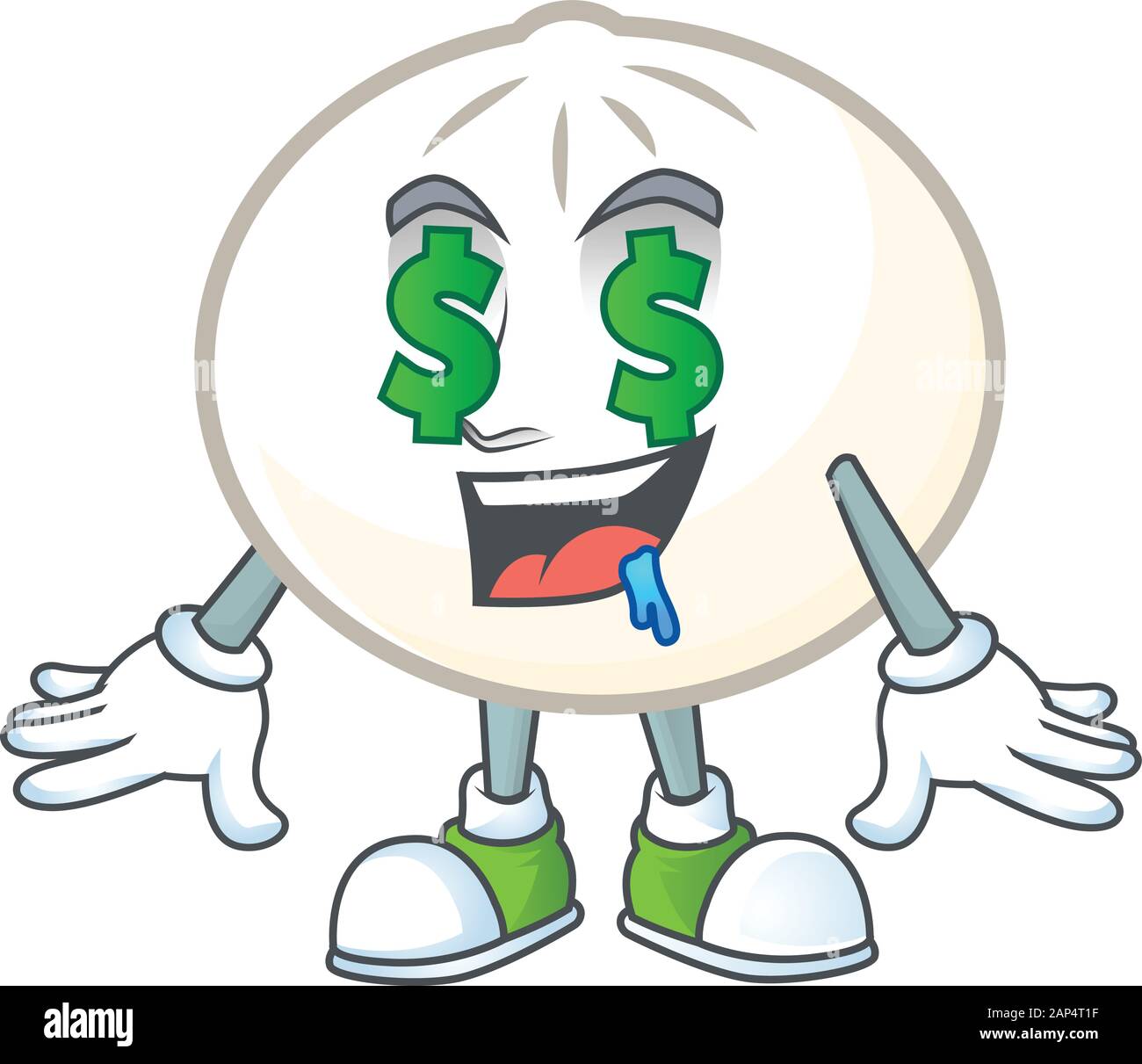 Happy rich white hoppang with Money eye cartoon character style Stock ...