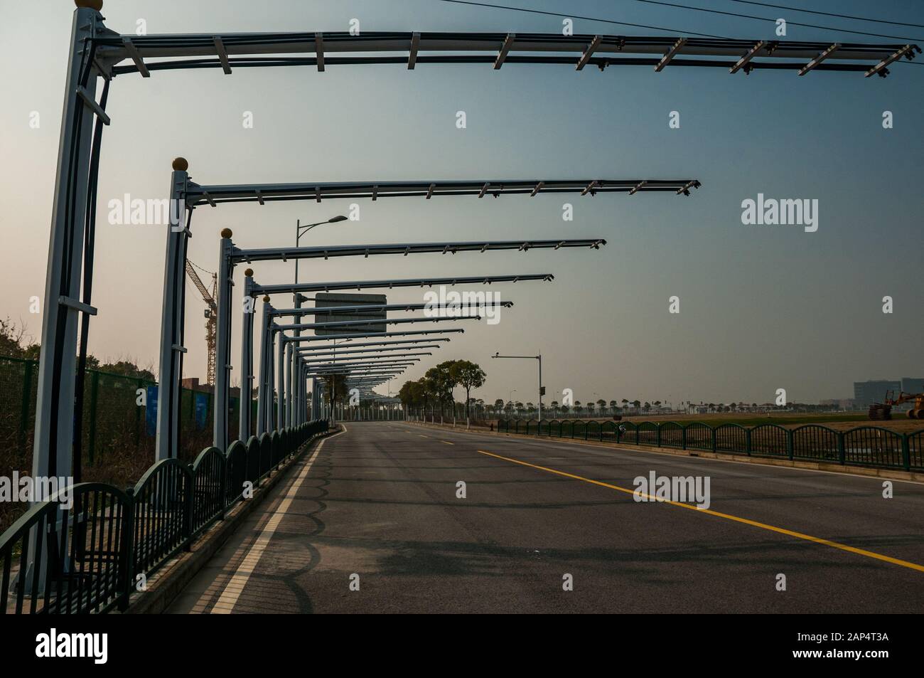 Rain simulation equipment at the autonomous vehicle testing ground in ...