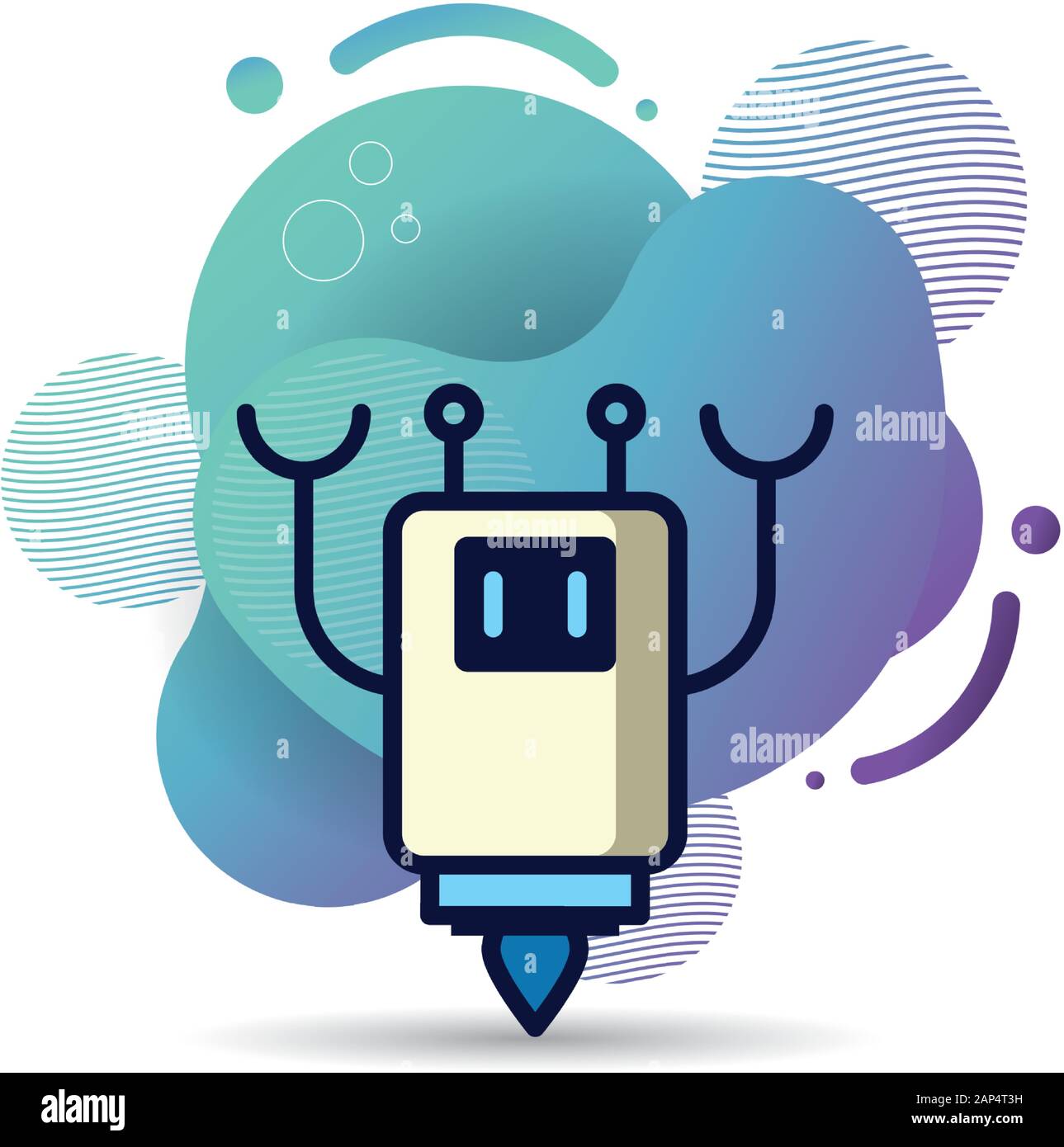 robot floating technology isolated icon Stock Vector Image & Art - Alamy