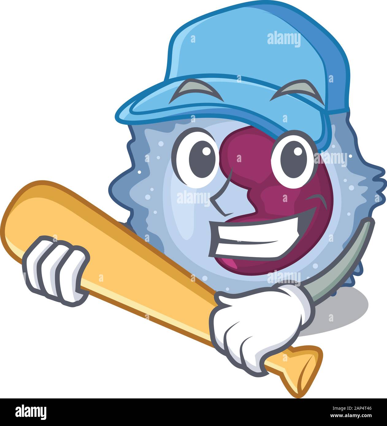 Sporty monocyte cell cartoon character design with baseball Stock ...