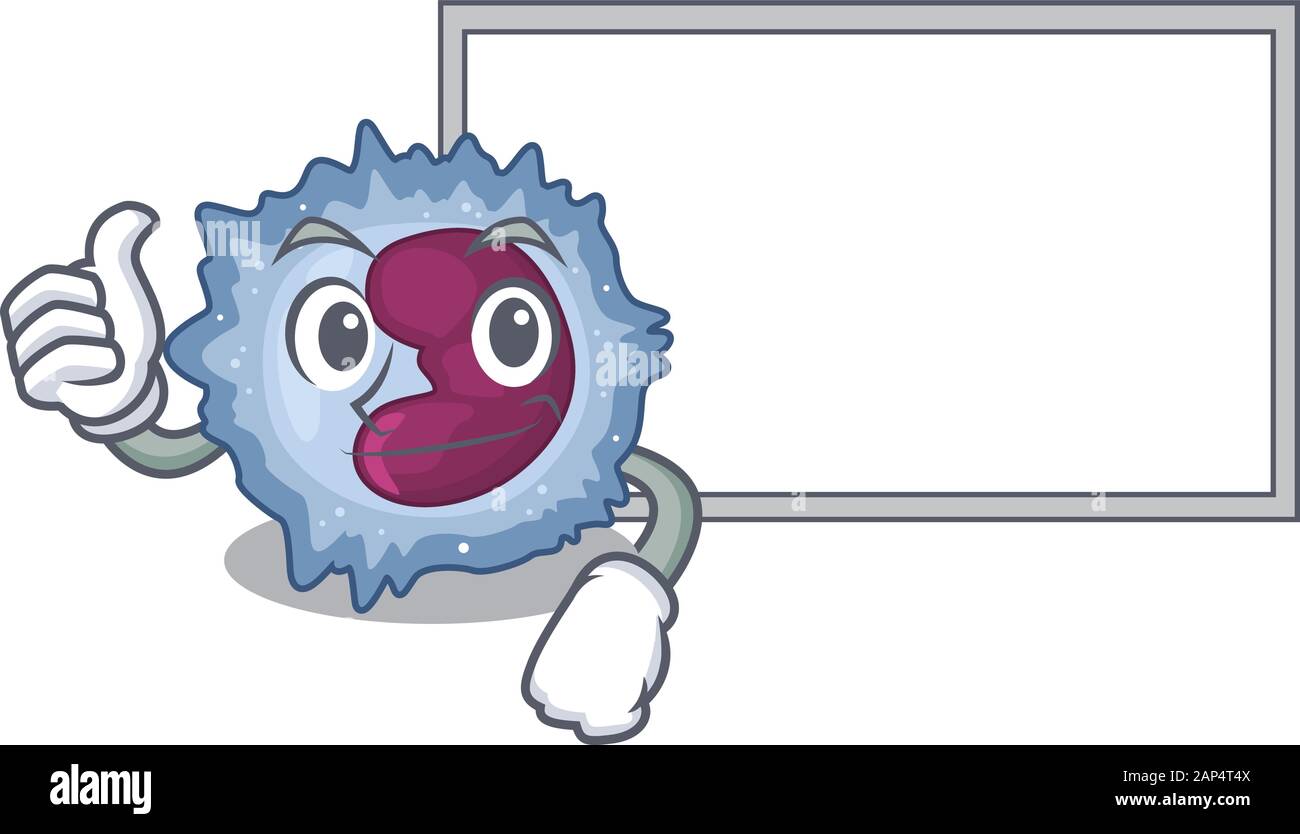 Thumbs up of monocyte cell cartoon design with board Stock Vector Image ...