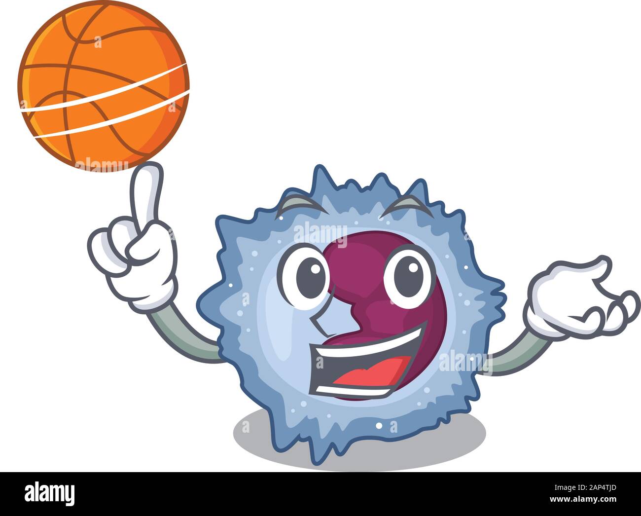 A mascot picture of monocyte cell cartoon character playing basketball ...