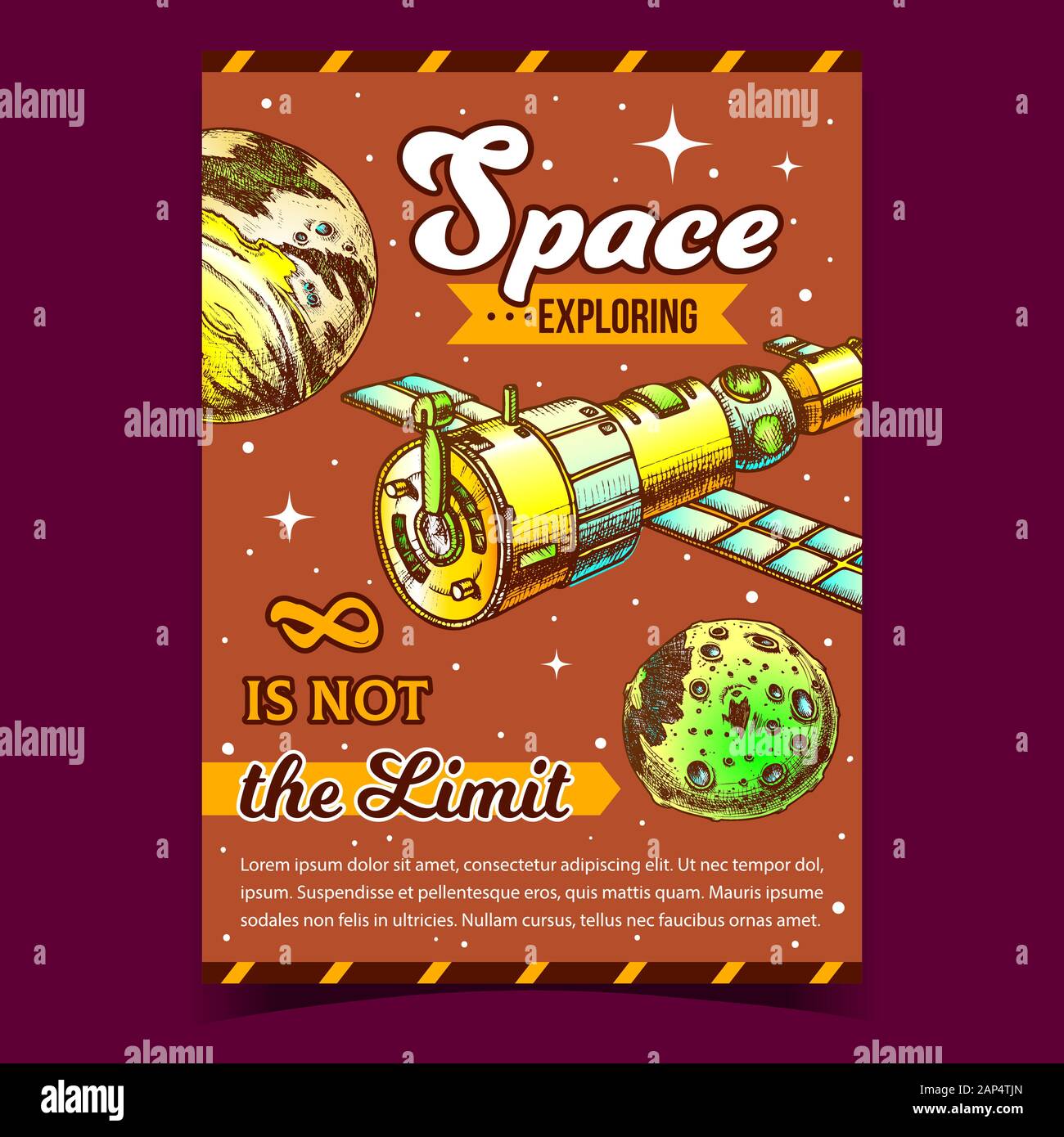 Space Exploring Satellite Advertise Poster Vector Stock Vector Image ...