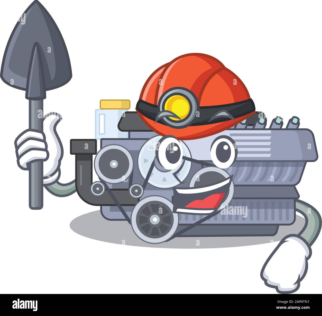 Cool clever Miner combustion engine cartoon character design Stock ...