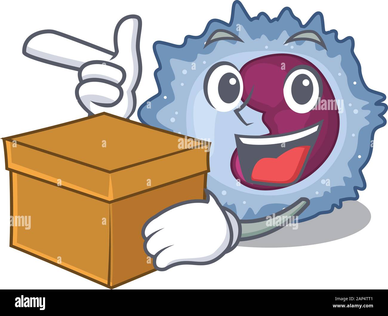 Cute monocyte cell cartoon character having a box Stock Vector Image ...