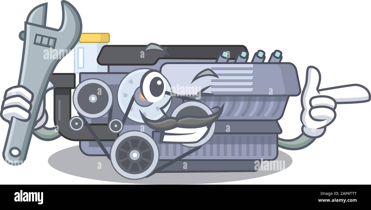 Smart Mechanic combustion engine cartoon character design Stock Vector ...