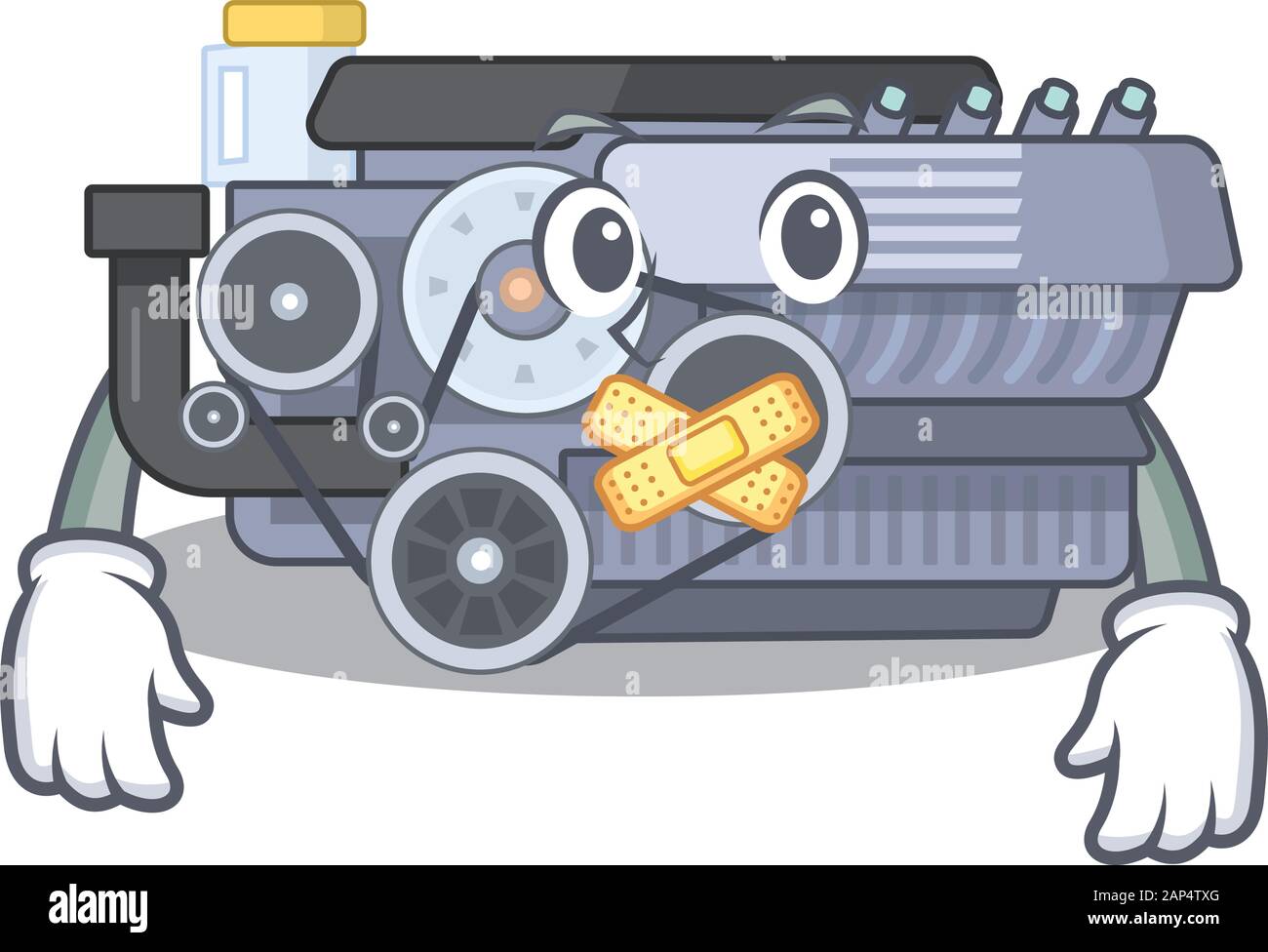 a silent gesture of combustion engine mascot cartoon character design ...