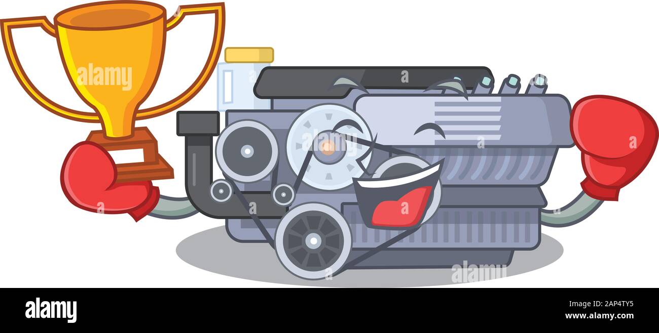 fantastic Boxing winner of combustion engine in mascot cartoon style ...