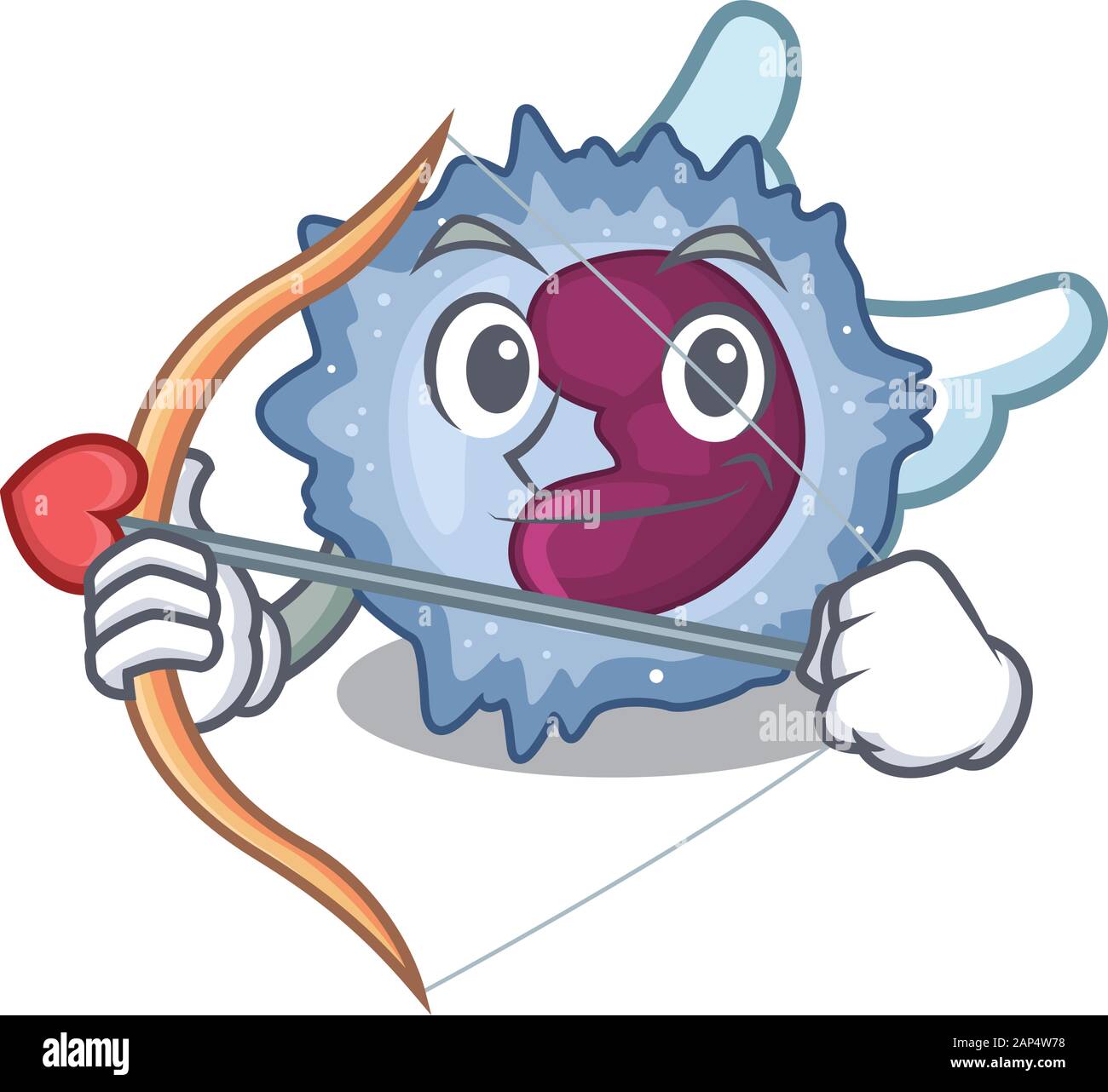 Romantic monocyte cell Cupid cartoon character with arrow and wings ...