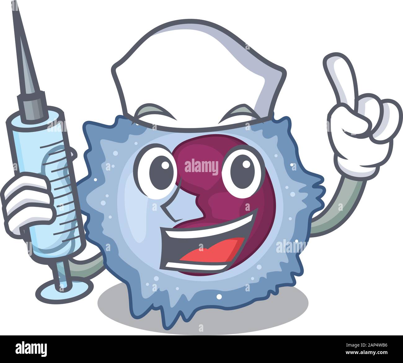 Smiley Nurse monocyte cell cartoon character with a syringe Stock ...