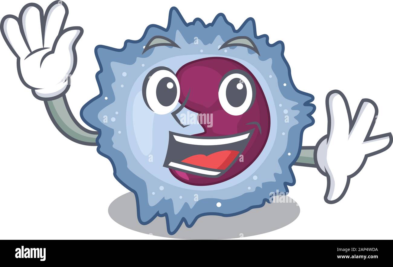 Waving friendly monocyte cell cartoon character design Stock Vector ...