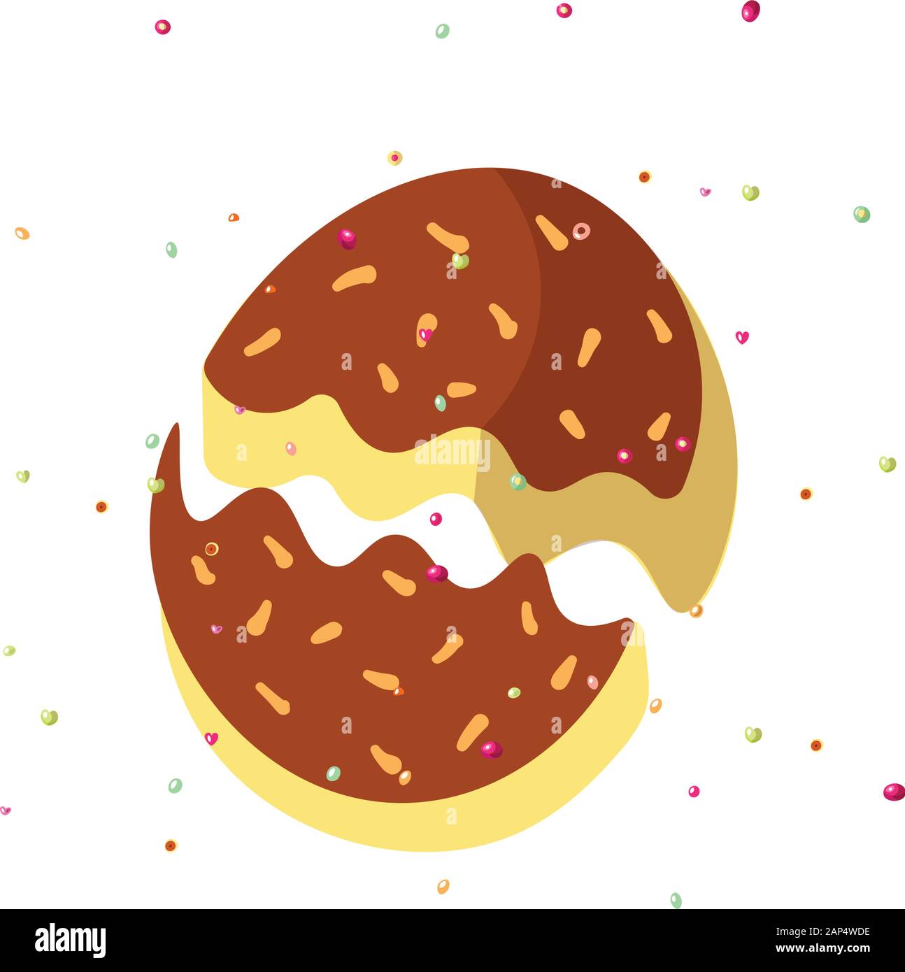 Cute cartoon chocolate biscuit, cookie on white background with ...