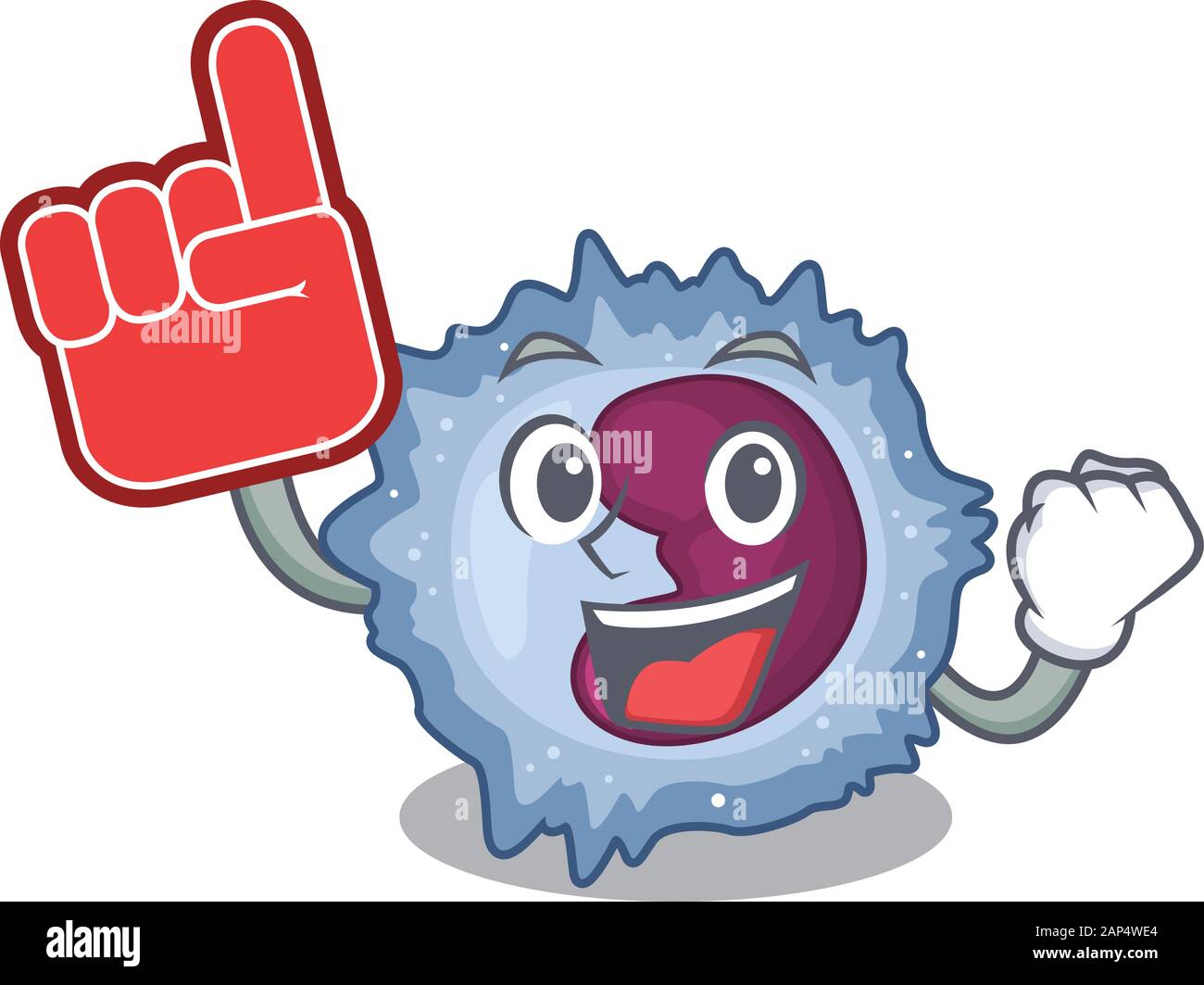 Monocyte cell mascot cartoon style holding a Foam finger Stock Vector ...