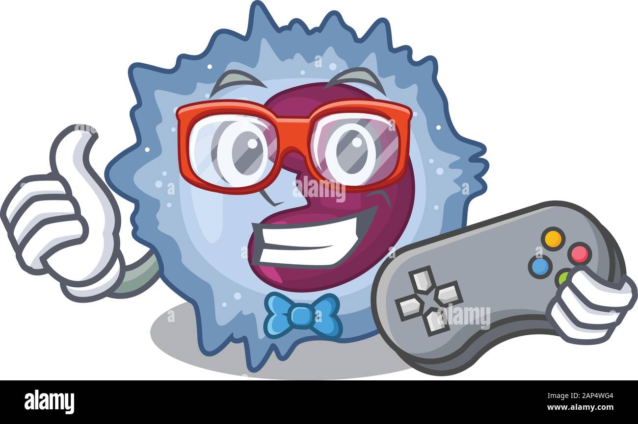 Smiley gamer monocyte cell cartoon mascot style Stock Vector Image ...