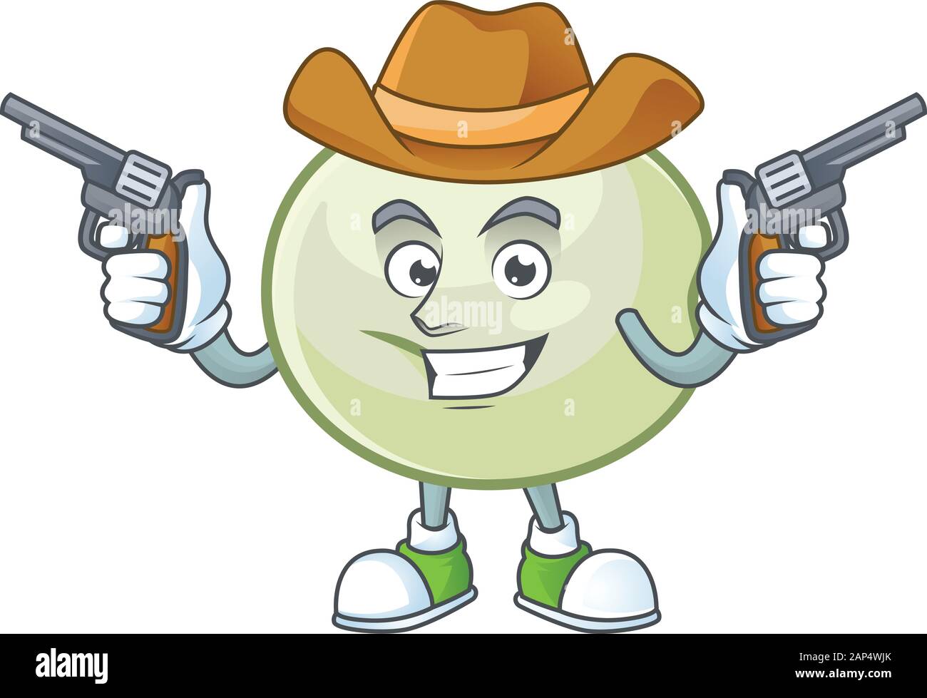 Confident green hoppang Cowboy cartoon character holding guns Stock ...