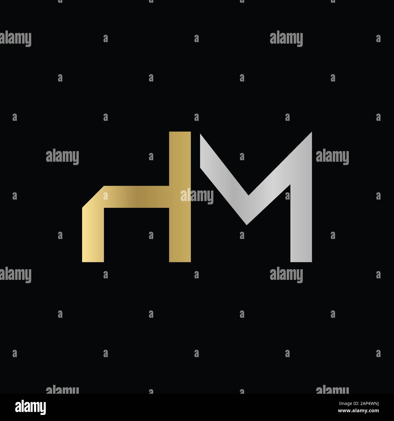 letter HM Logo Design Vector Template. Initial Linked Letter HM Vector ...