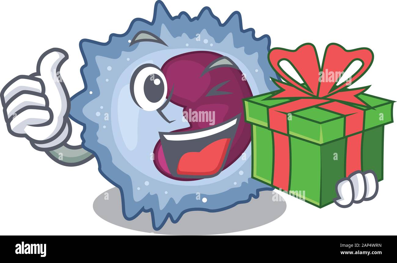 Smiley monocyte cell character with gift box Stock Vector Image & Art ...