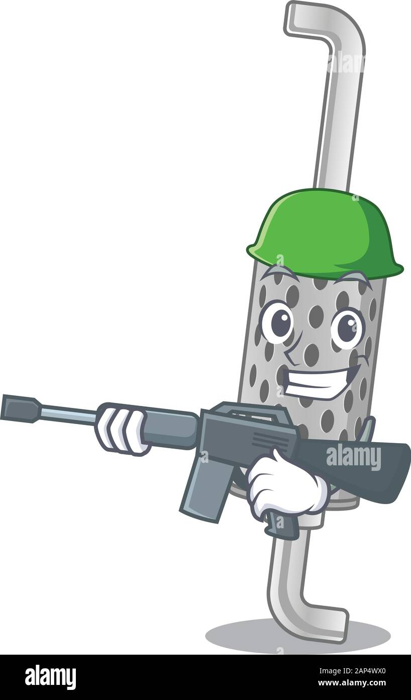 A cartoon design of exhaust pipe Army with machine gun Stock Vector ...