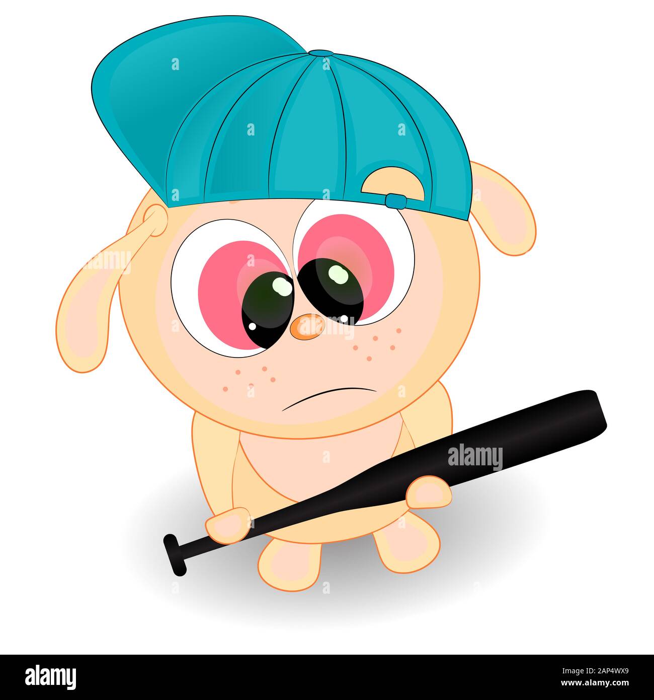 angry rabbit with a baseball bat. cartoon vector illustration on a ...