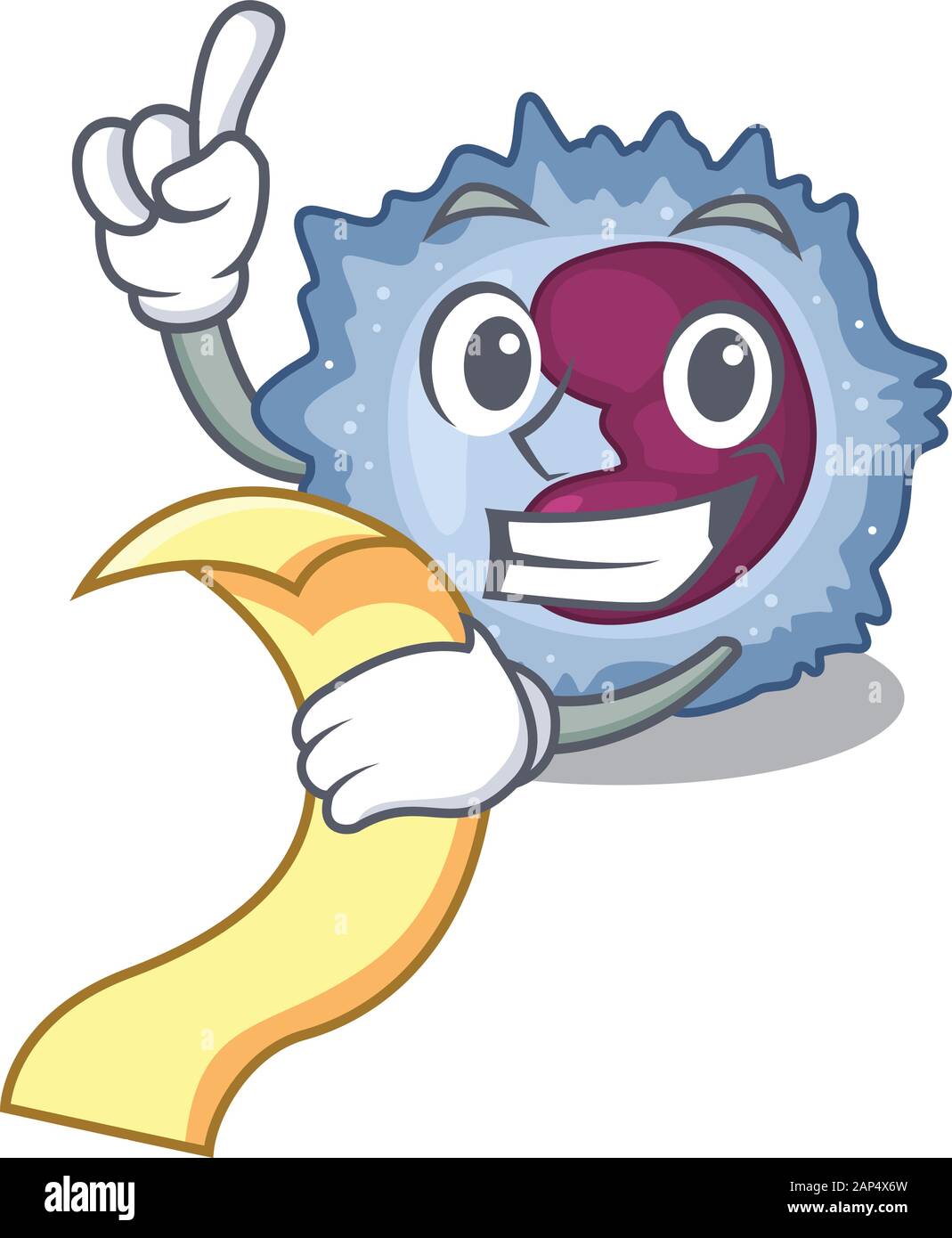 A funny cartoon character of monocyte cell with a menu Stock Vector ...