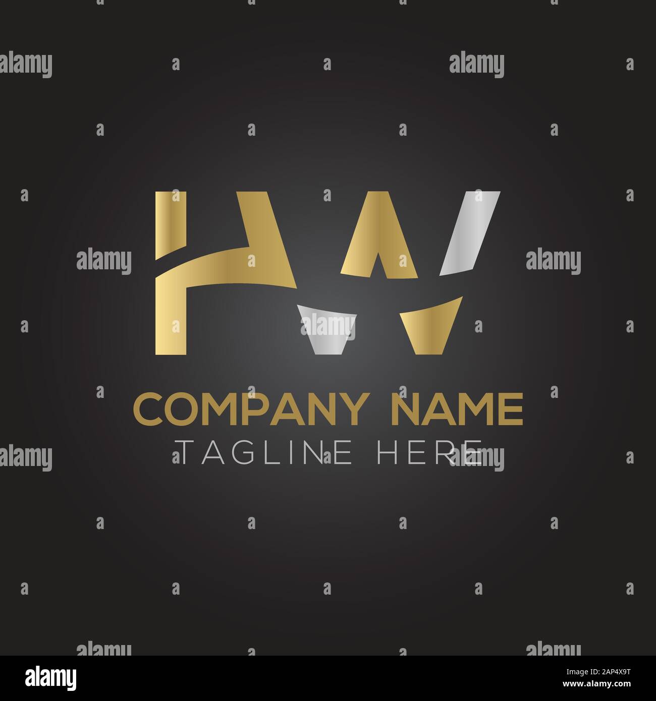 letter HW Logo Design Vector Template. Initial Linked Letter HW Vector ...