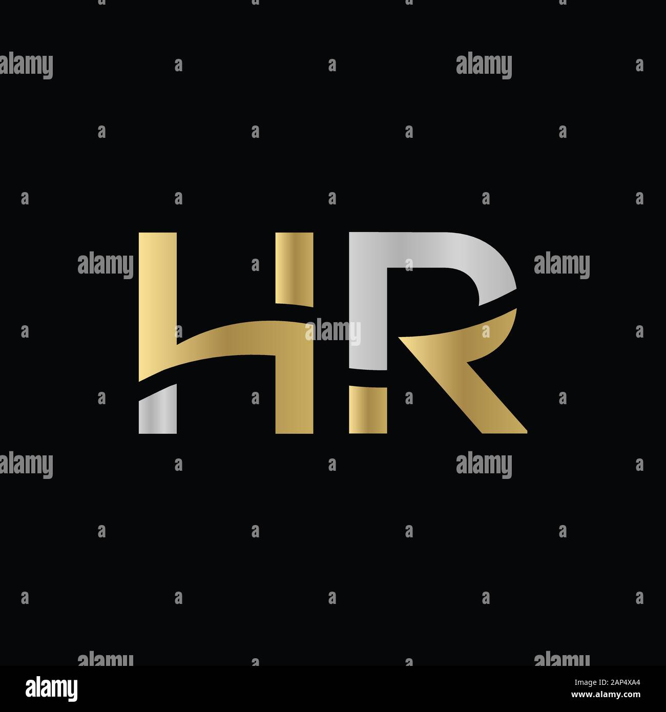 letter HR Logo Design Vector Template. Initial Linked Letter HR Vector ...