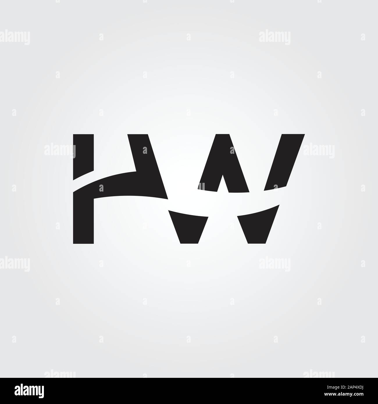 letter HW Logo Design Vector Template. Initial Linked Letter HW Vector ...