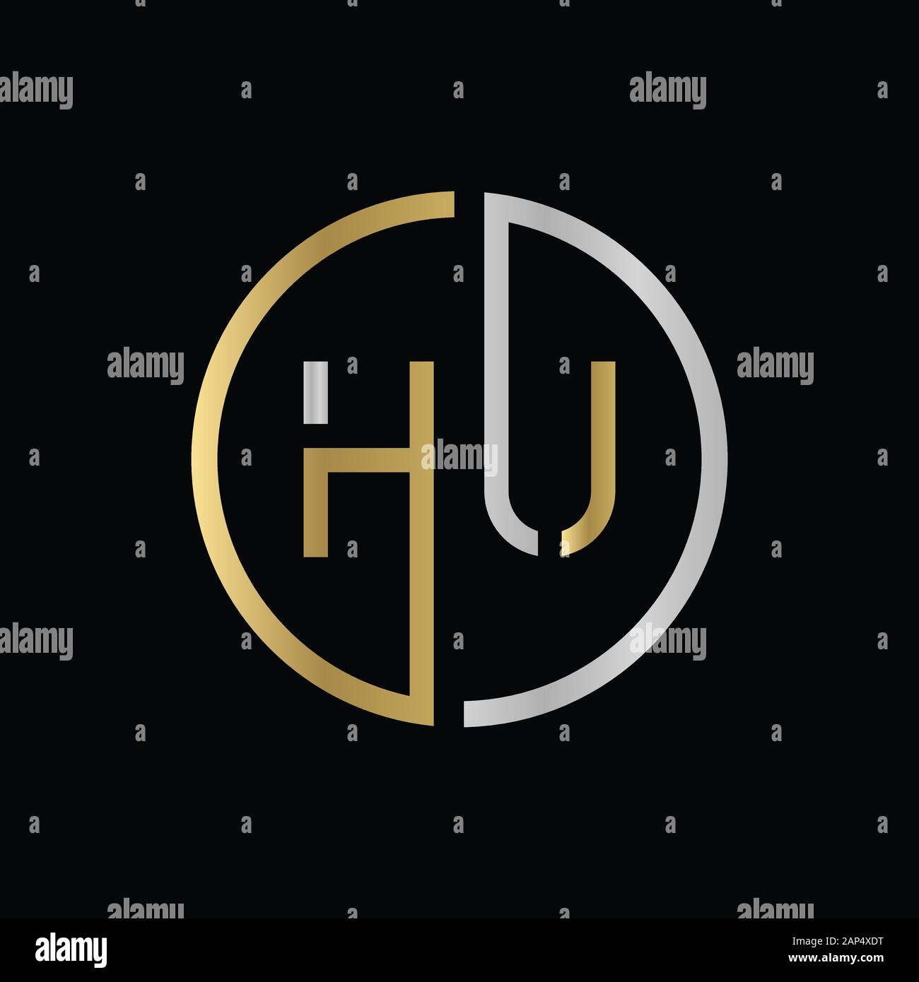 letter HU Logo Design Vector Template. Initial Linked Letter HU Vector ...
