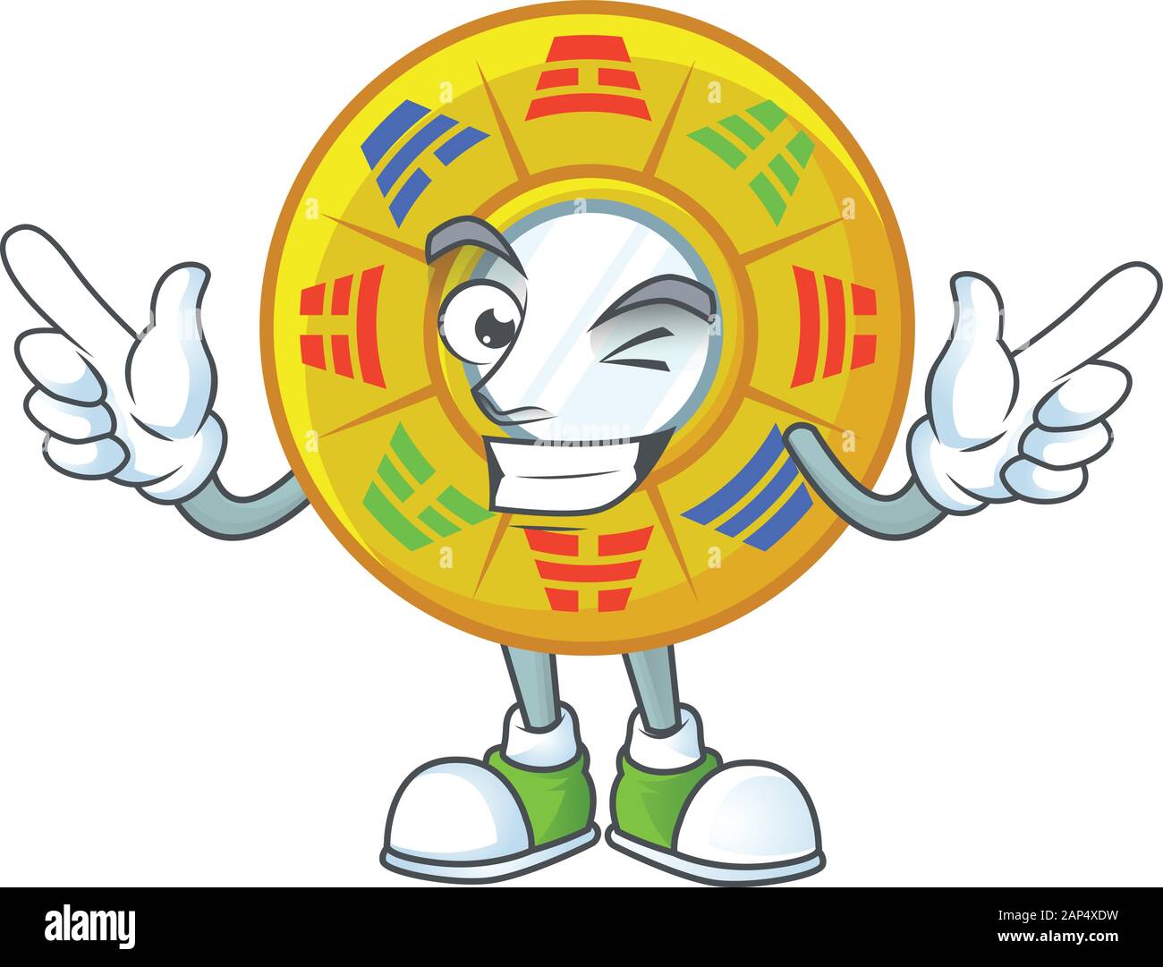 Funny face chinese circle feng shui cartoon character style with Wink ...