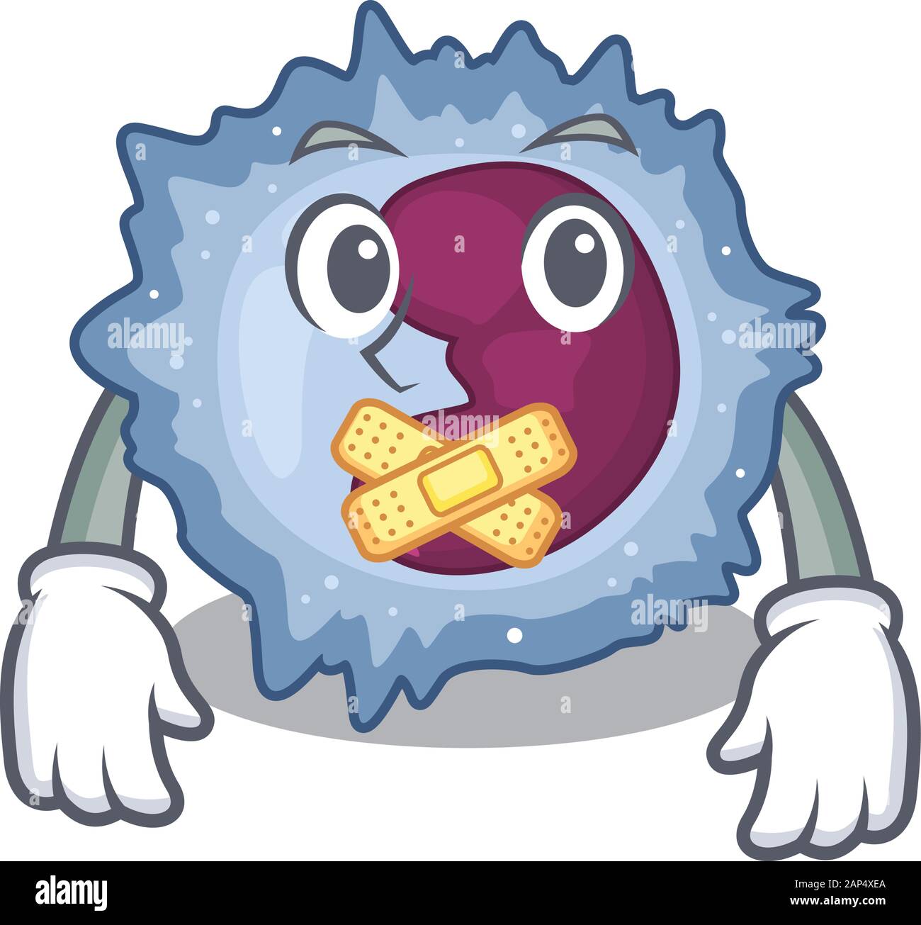 a silent gesture of monocyte cell mascot cartoon character design Stock ...