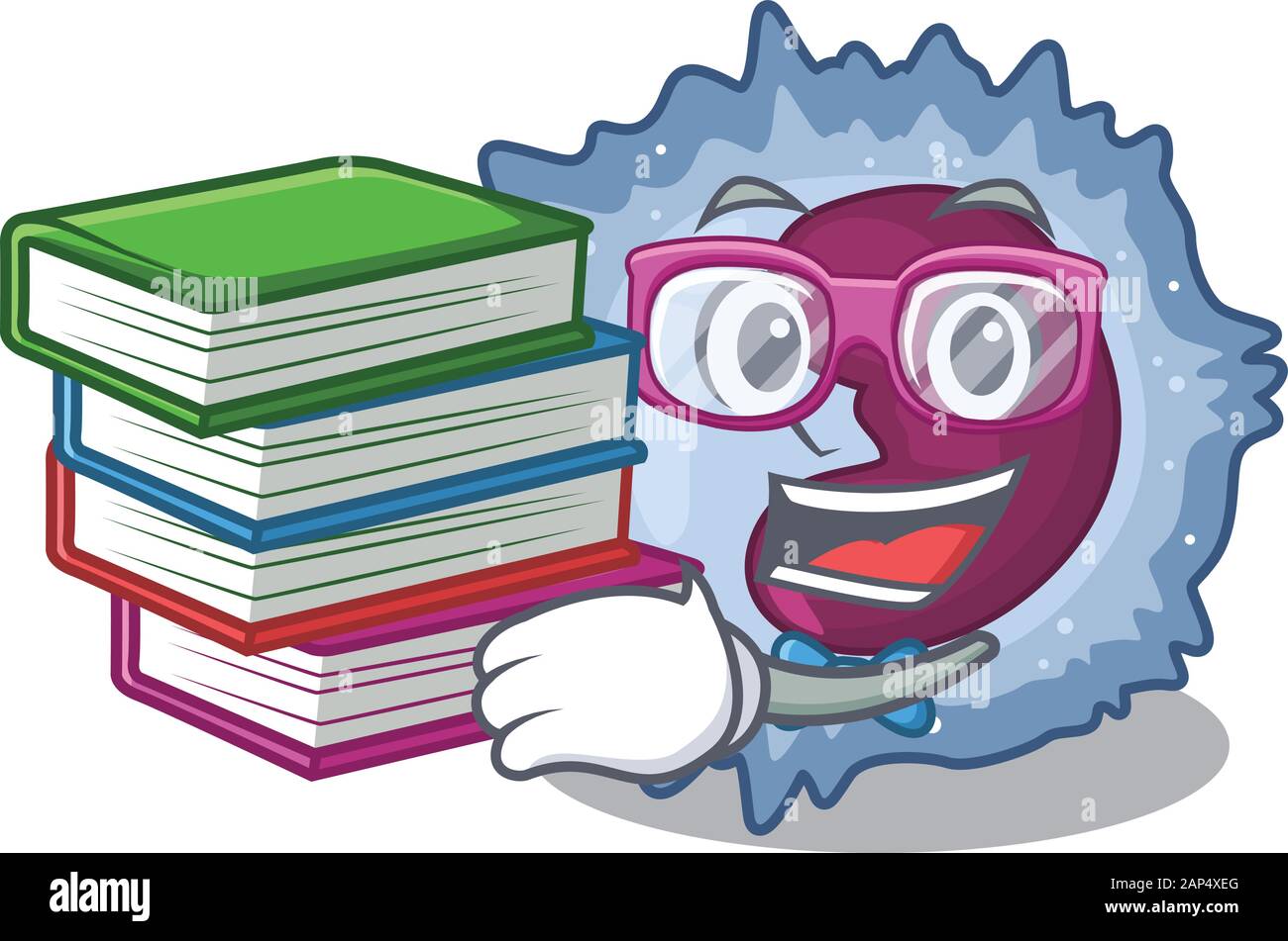 Cool and clever Student monocyte cell mascot cartoon with book Stock ...