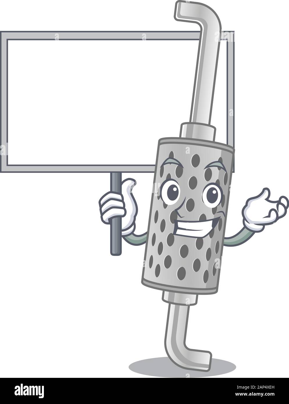 A cute picture of exhaust pipe cute cartoon character bring a board ...